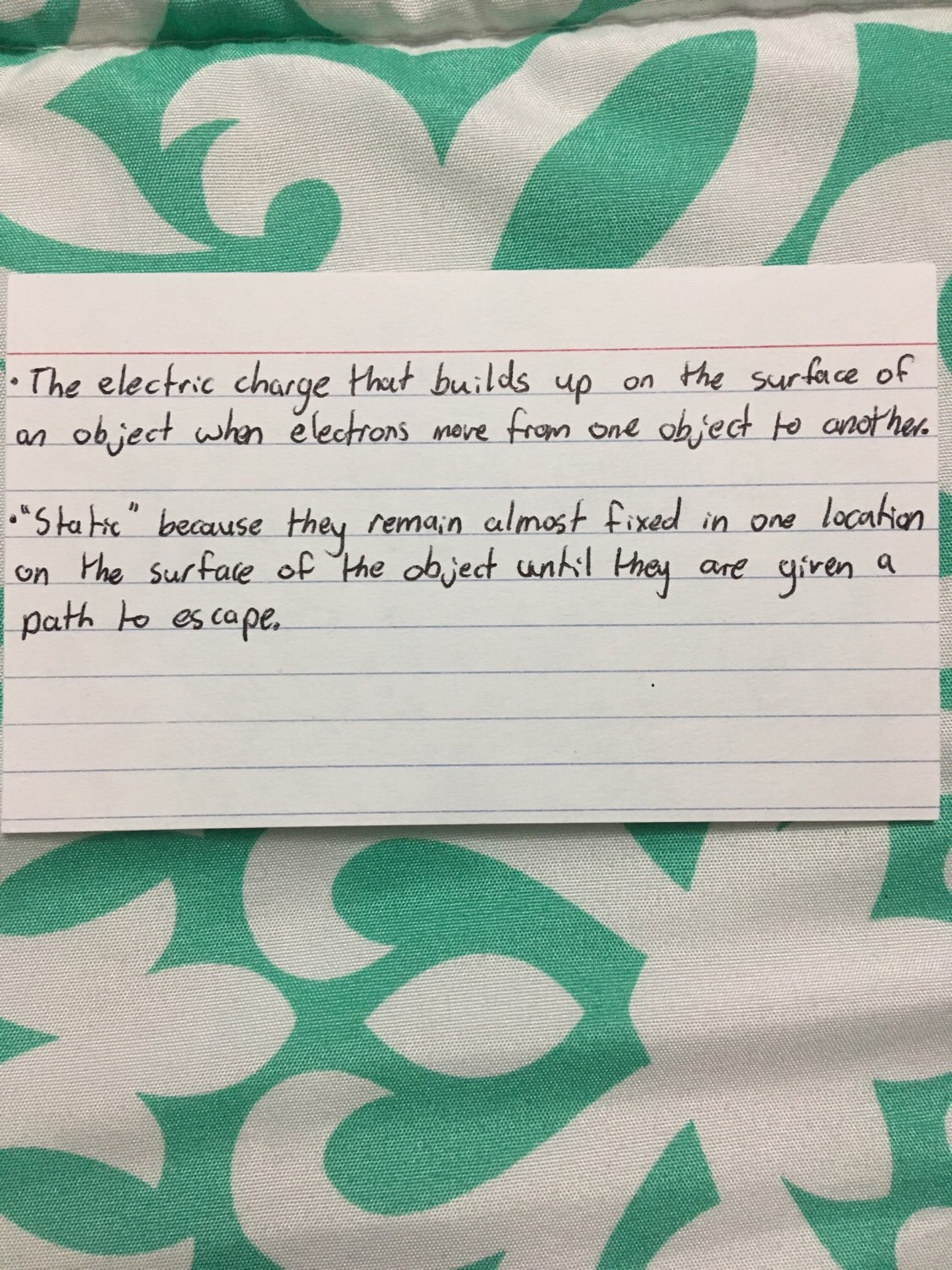 Section One Static Electricity Flashcards | Memorang