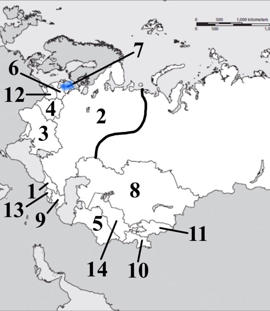 U.S.S.R. Map Flashcards | Memorang